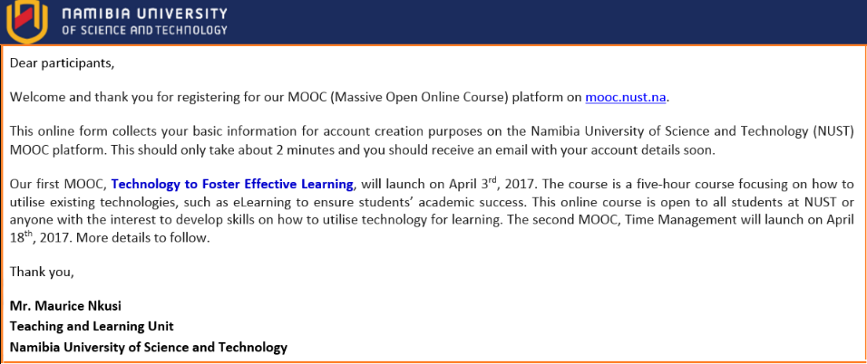 SURVEY: MOOC Registration