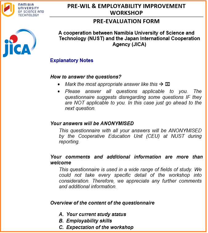 Pre-Wil & Employability Improvement - Pre-Evaluation